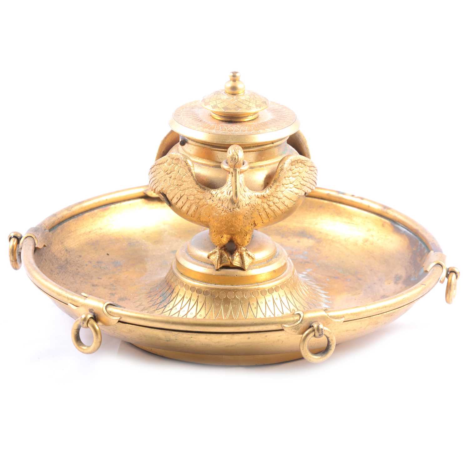 Lot 161 - Late 19th Century French gilt metal inkwell,