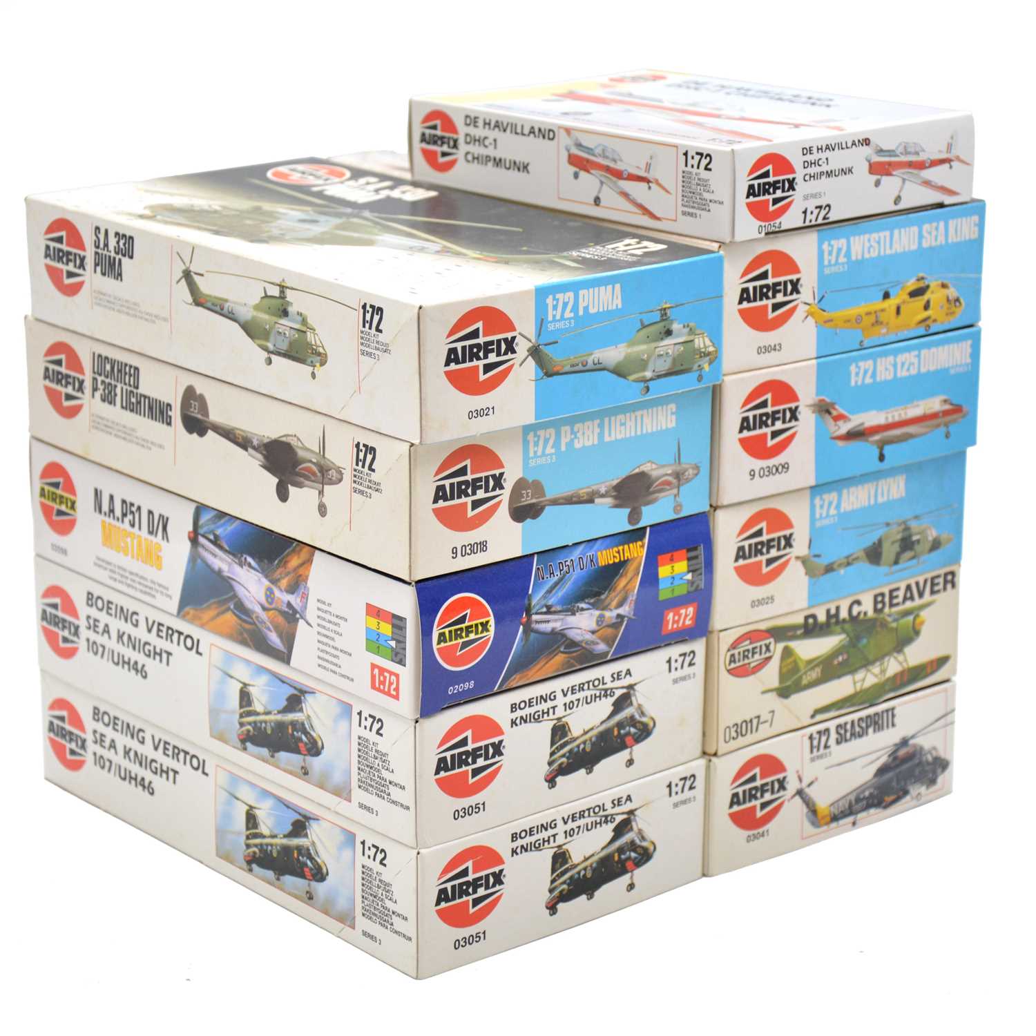 Lot 56 - Eleven Airfix 1/72 scale model aircraft kits,