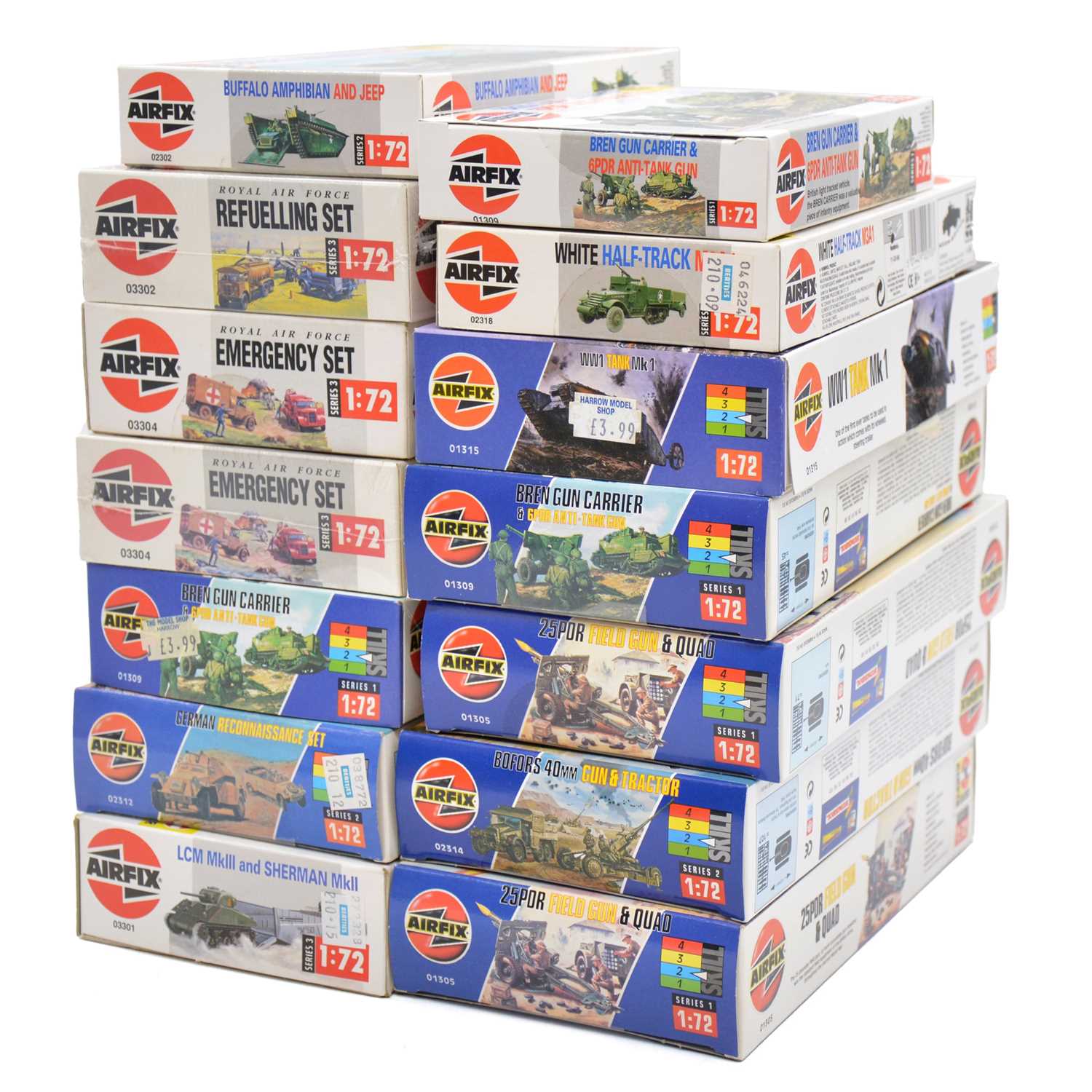 Lot 84 - Fourteen Airfix 1/72 scale model vehicle kits,