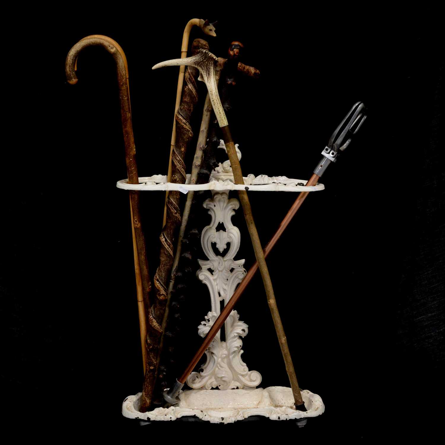 Lot 433 - Coalbrookdale style cast iron stick stand,