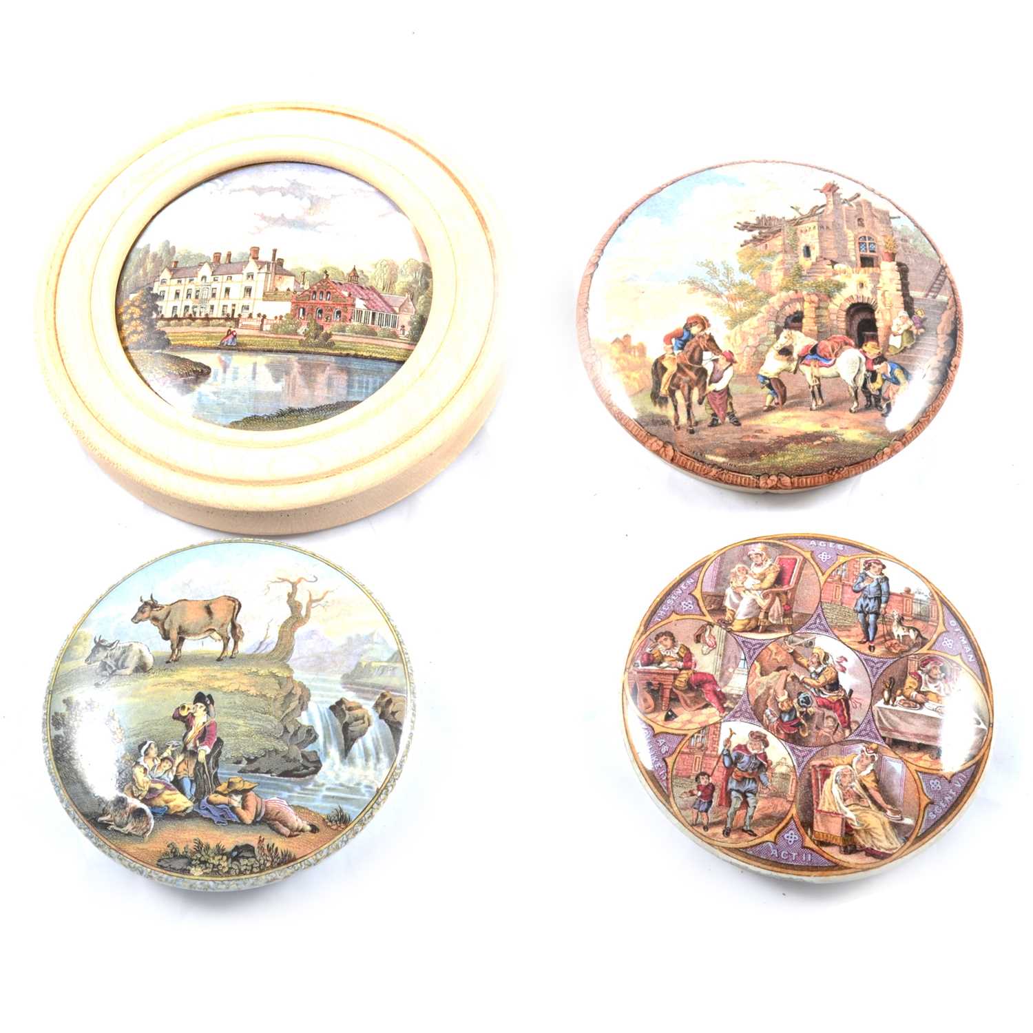Lot 73 - Twenty eight Prattware pot lids, two with