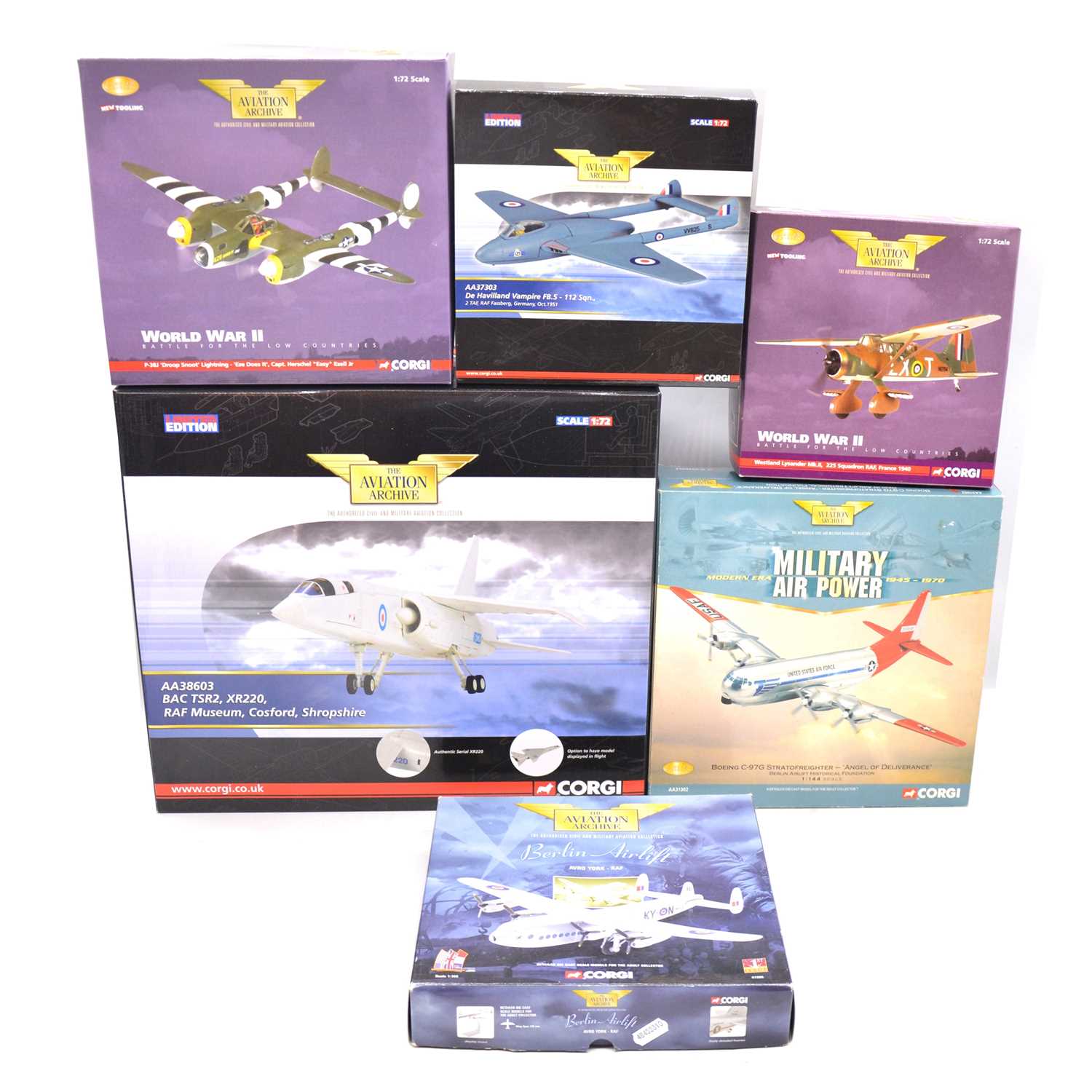 Lot 157 - Six Corgi Aviation Archives die-cast models,