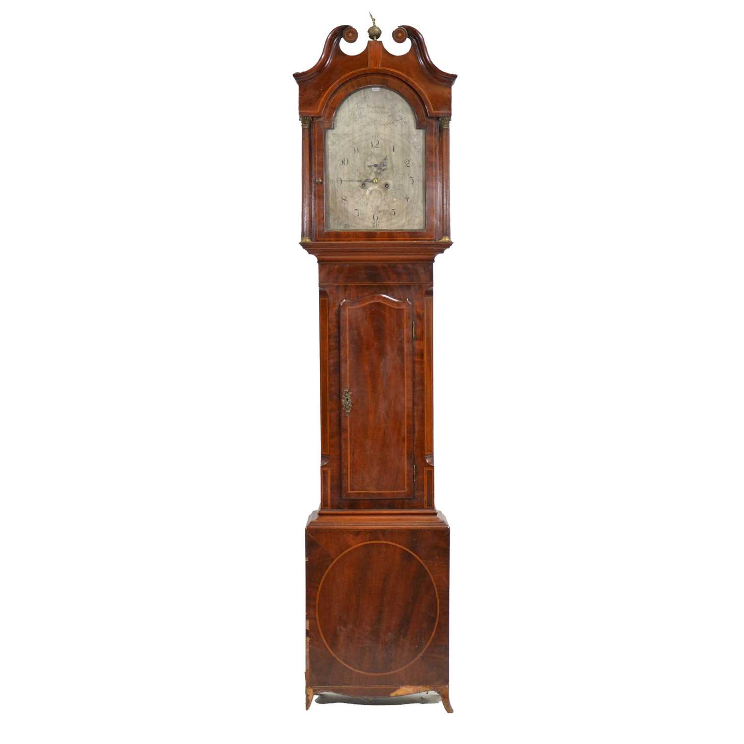 Lot 321 - Late 18th century mahogany longcase clock,