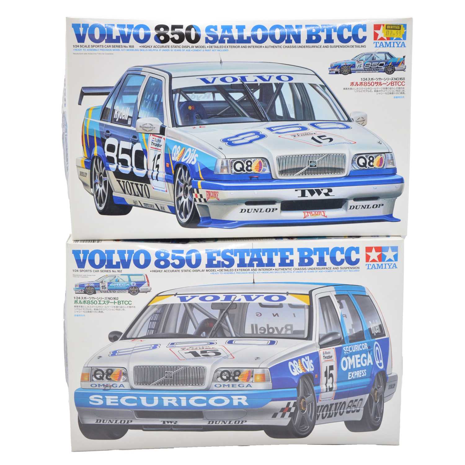 Lot 362 - Two Tamiya model kits, Volvo 850 BTCCs,